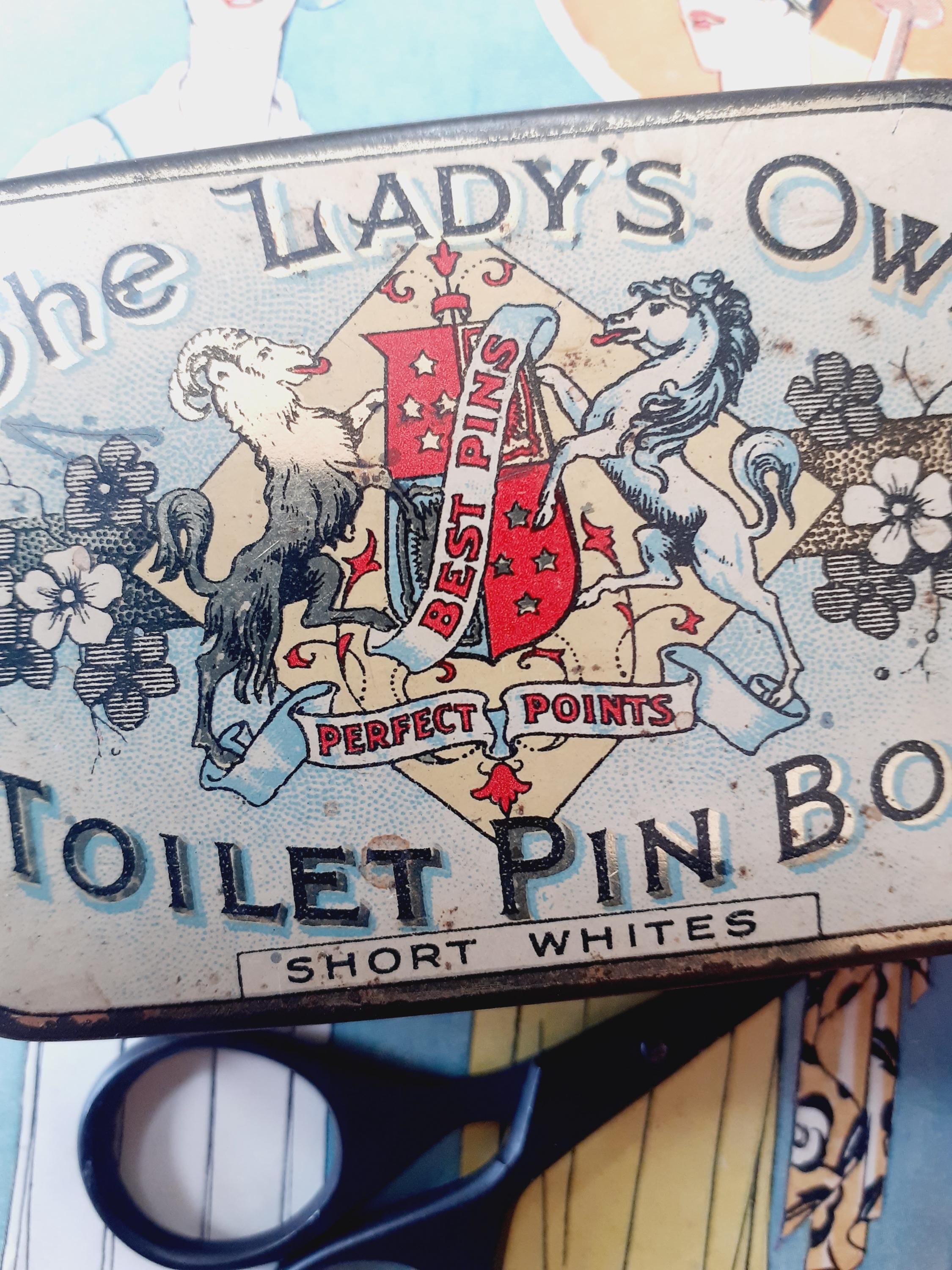 The Lady's Own Toilet Pin Box, Short Whites, Vintage Tin, Tubbs, Lewis ...
