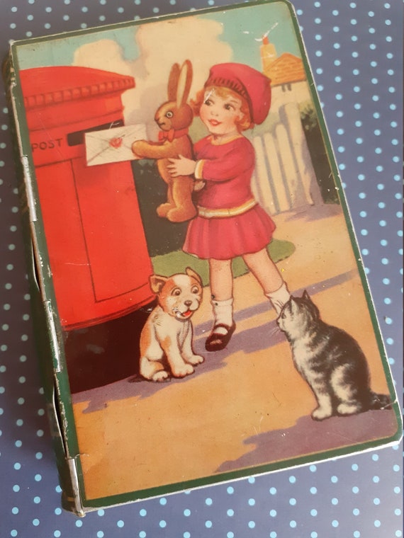 Chad Valley Money Box Book Vintage Tin 1930s Girl in Red | Etsy