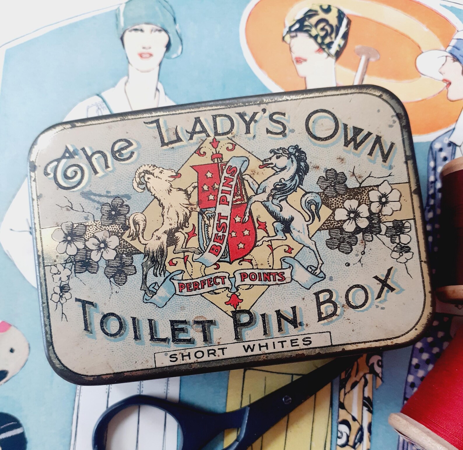 The Lady's Own Toilet Pin Box, Short Whites, Vintage Tin, Tubbs, Lewis ...
