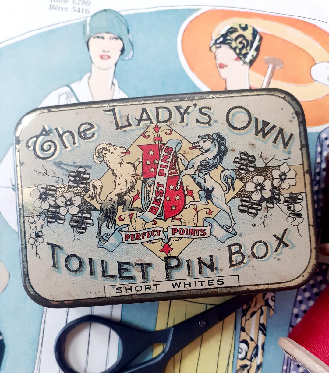 The Lady's Own Toilet Pin Box, Short Whites, Vintage Tin, Tubbs, Lewis ...