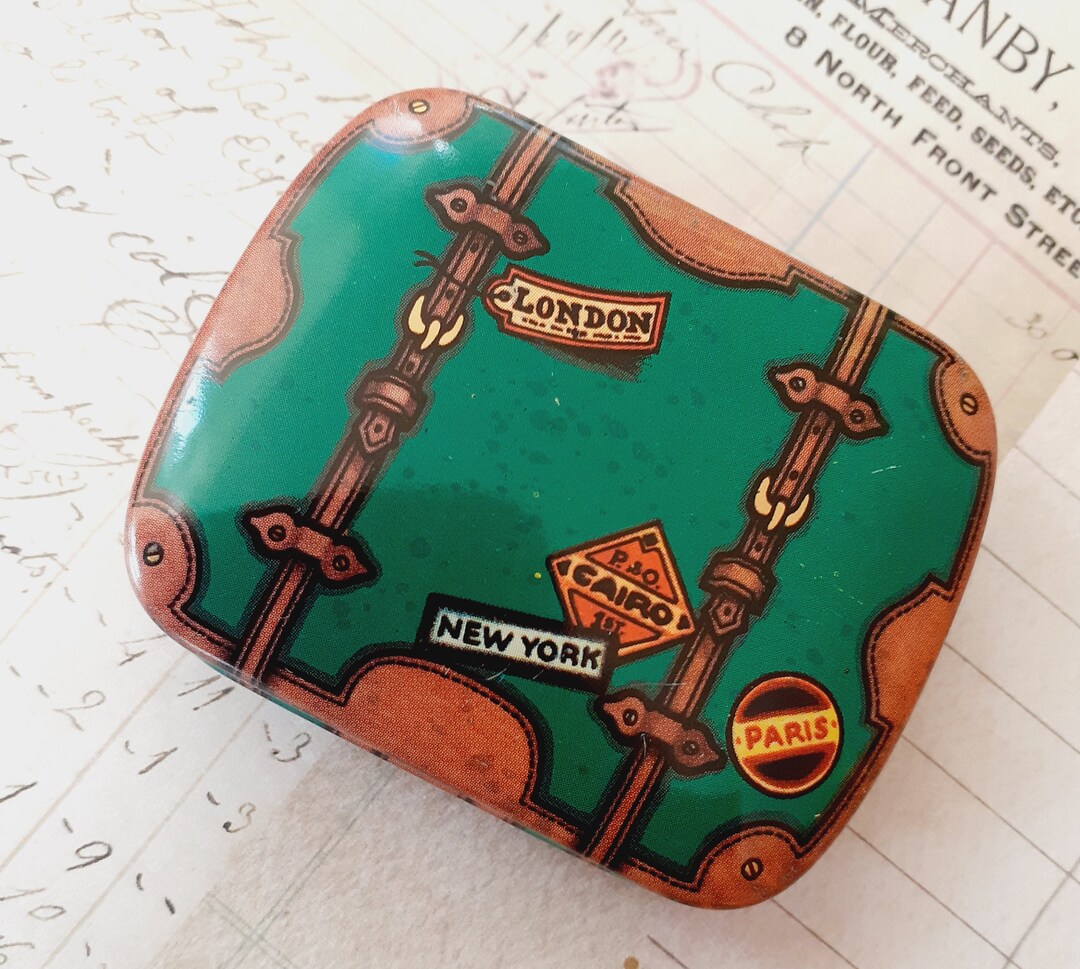 Dodo Designs Miniature Tin With Suitcase Design 1970s Retro, Trompe L ...