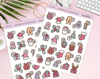 Christmas countdown stickers | Etsy