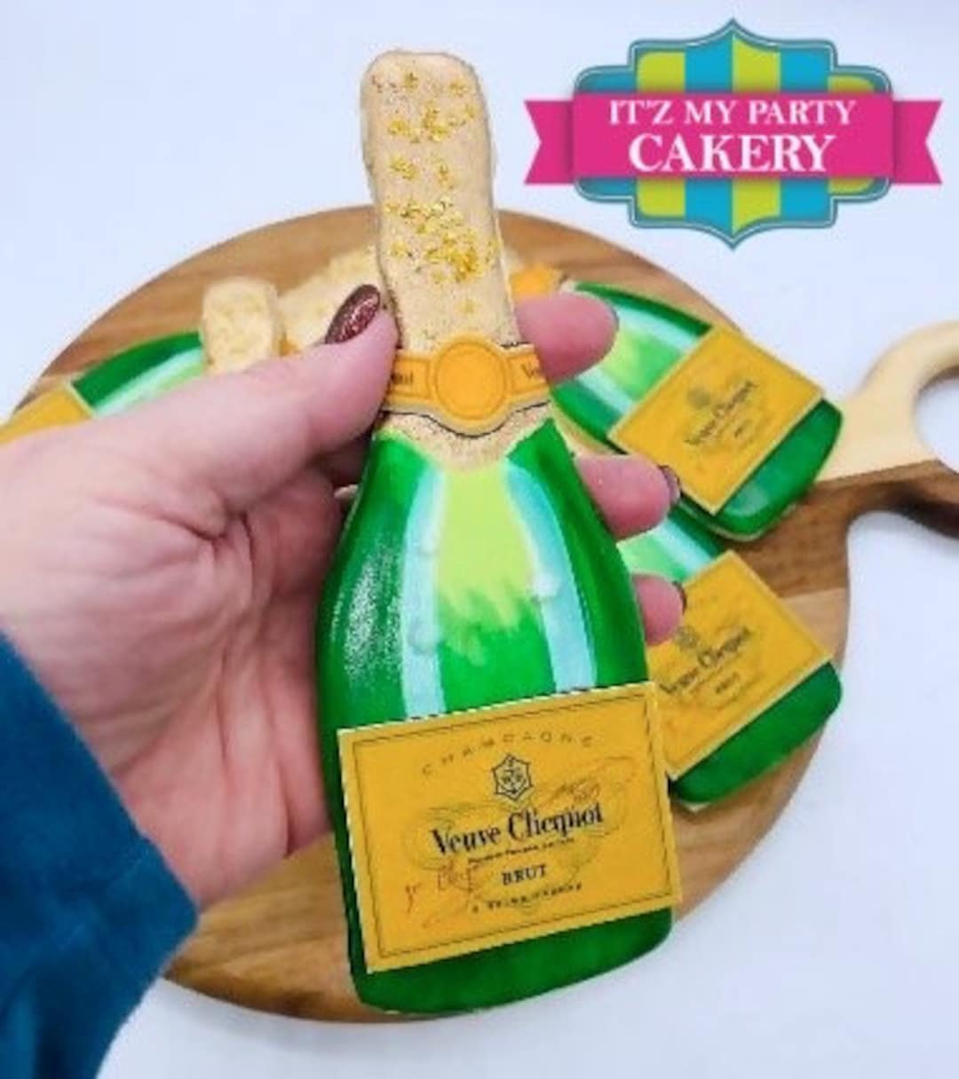 Custom Sugar Cookies / Champagne Bottle Cookies 1 Dozen - Etsy