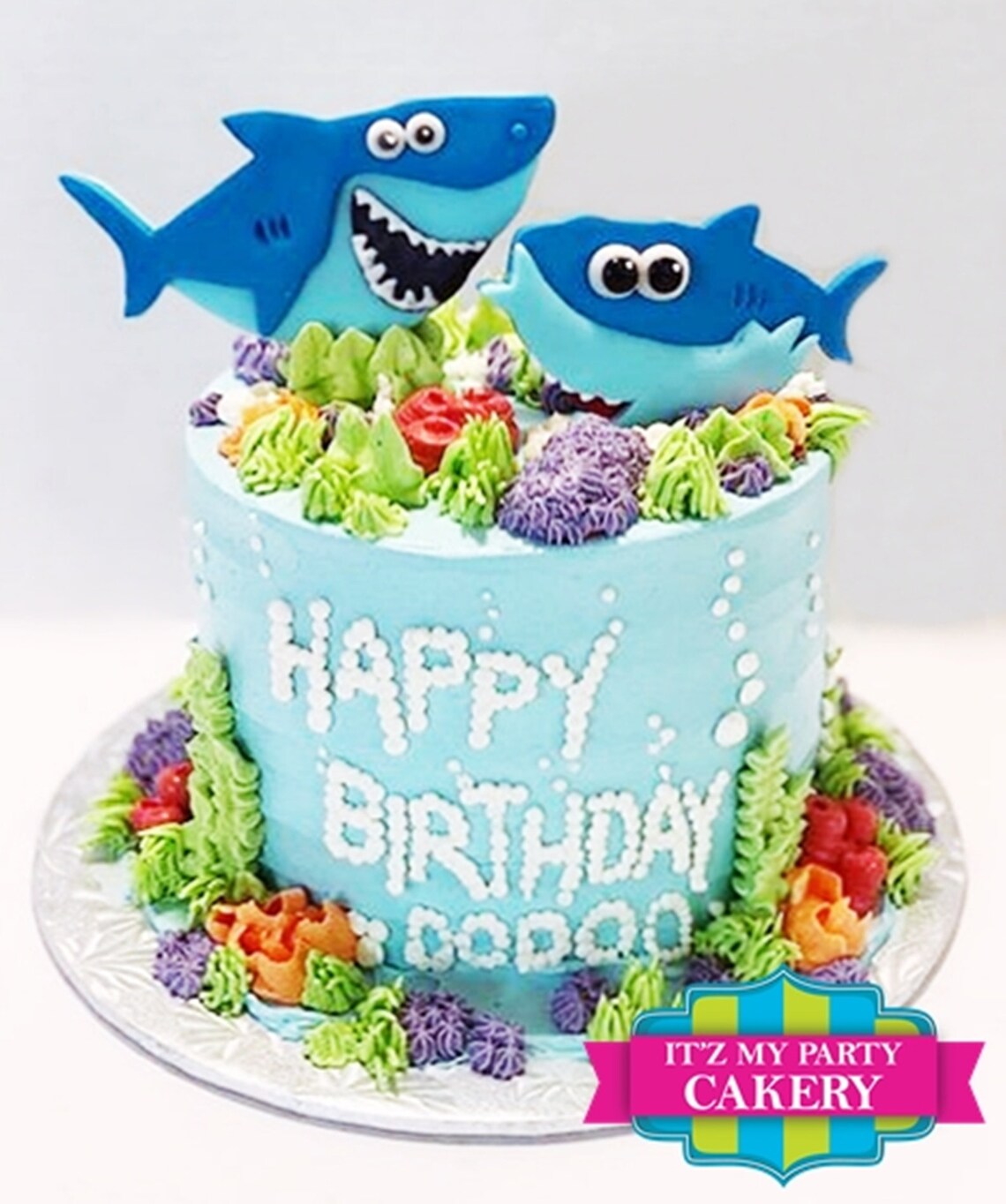 Daddy & Baby Shark Fondant Cake Topper Set - Etsy