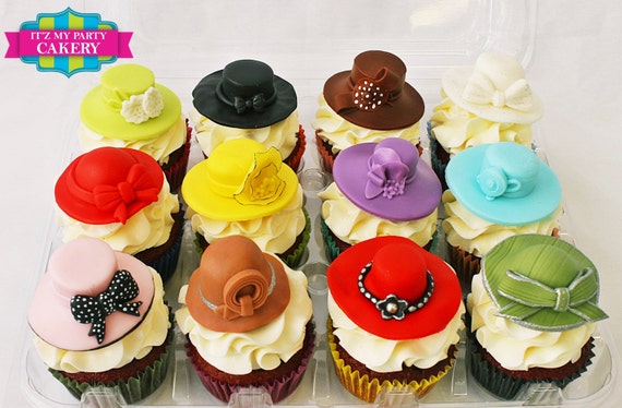 Fashion Hat Cupcake Toppers 1 Dozen | Etsy