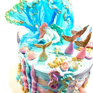 Rice Paper Waves / Cake Decor / Rice Paper Decorations/ Under the Sea ...