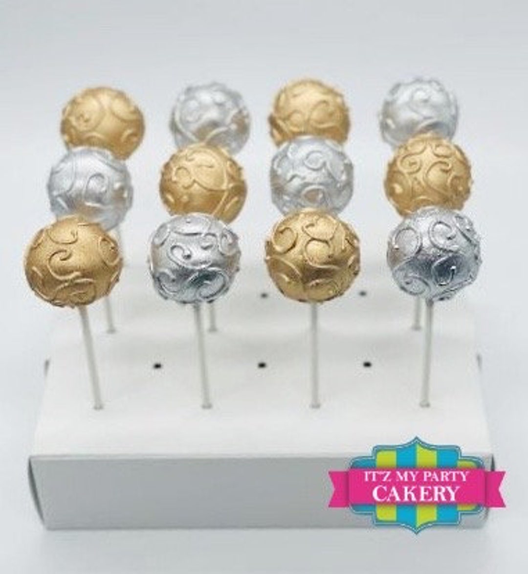 Custom Cake Pops / Metallic Gold/silver Swirl Cake Pops/anniversary ...