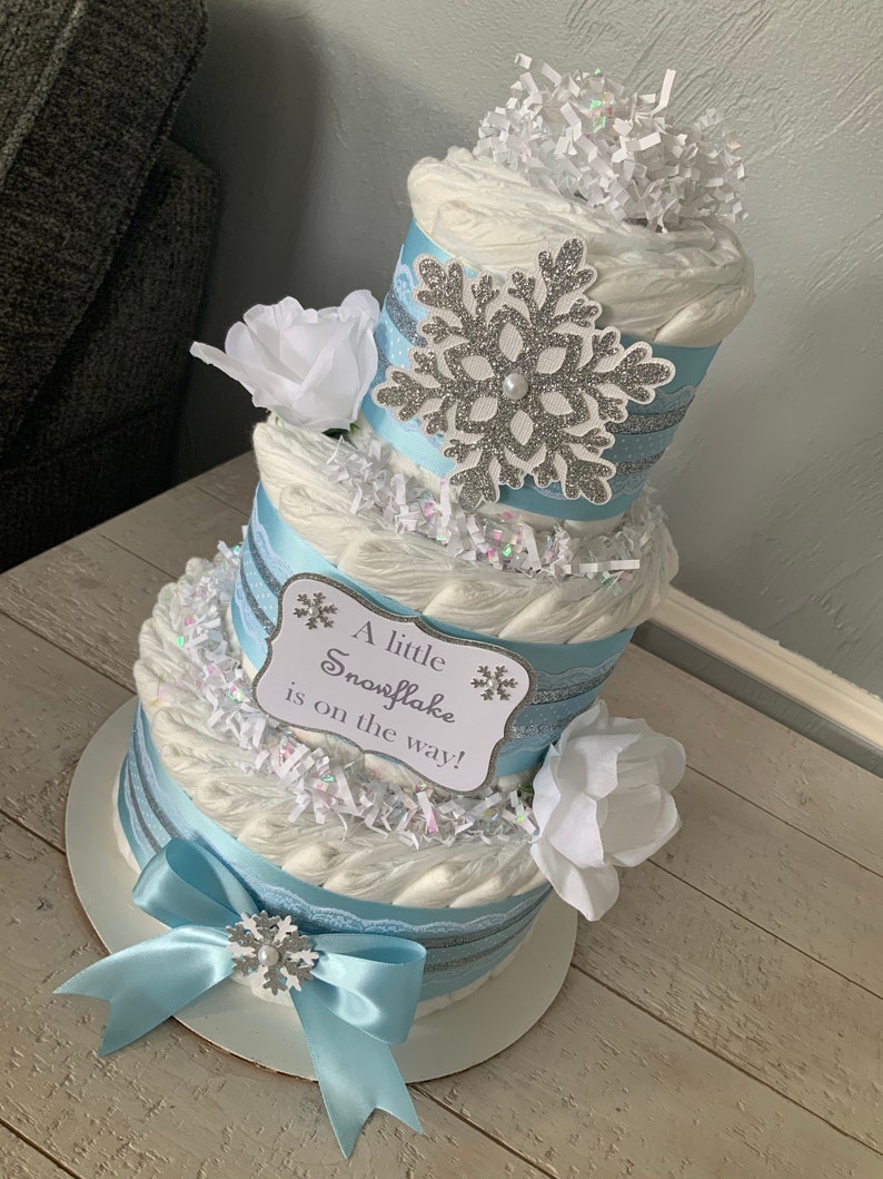 Winter Wonderland Diaper Cake/boy Diaper Cake/snowflake Diaper - Etsy