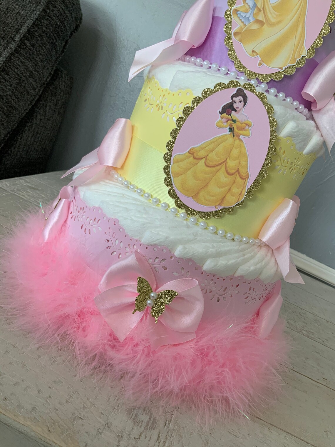 Princess Diaper Cake/disney Princess Inspires Diaper - Etsy