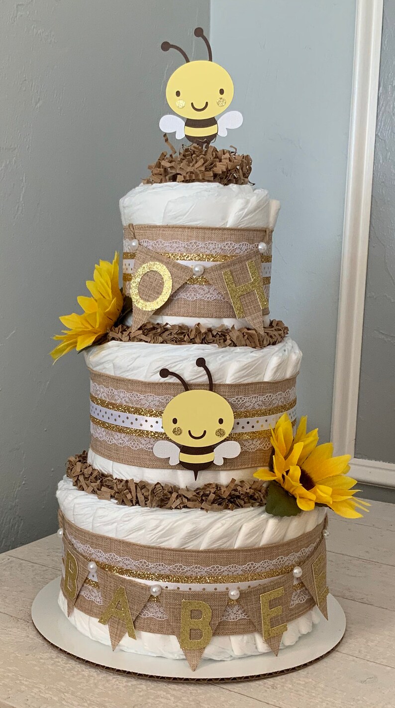 Bumble Bee Diaper Cake/bumble Bee Baby Shower Cente/rustic - Etsy
