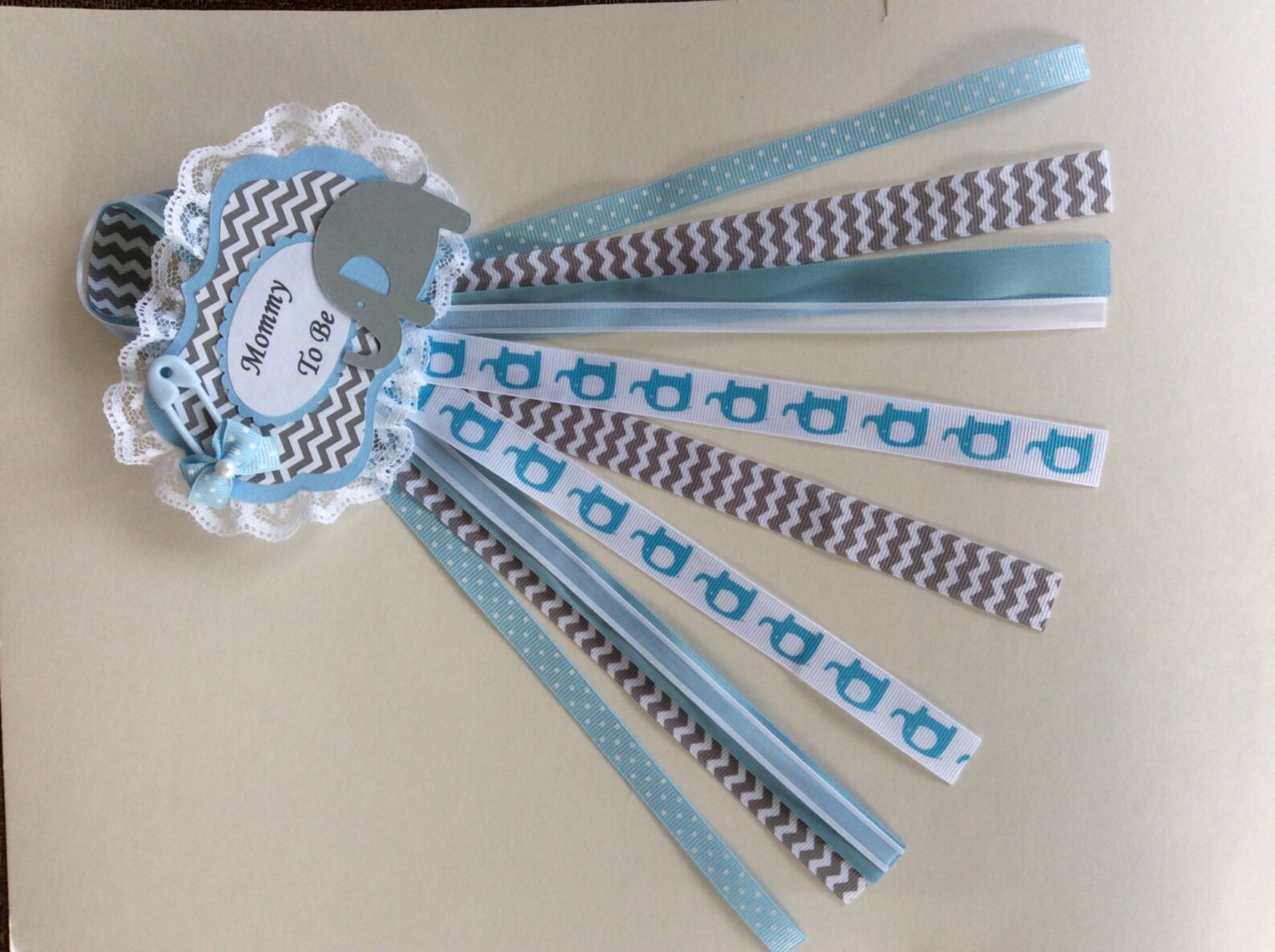 Boy Baby Shower Corsage/elephant Baby Shower Corsage/blue and Gray ...