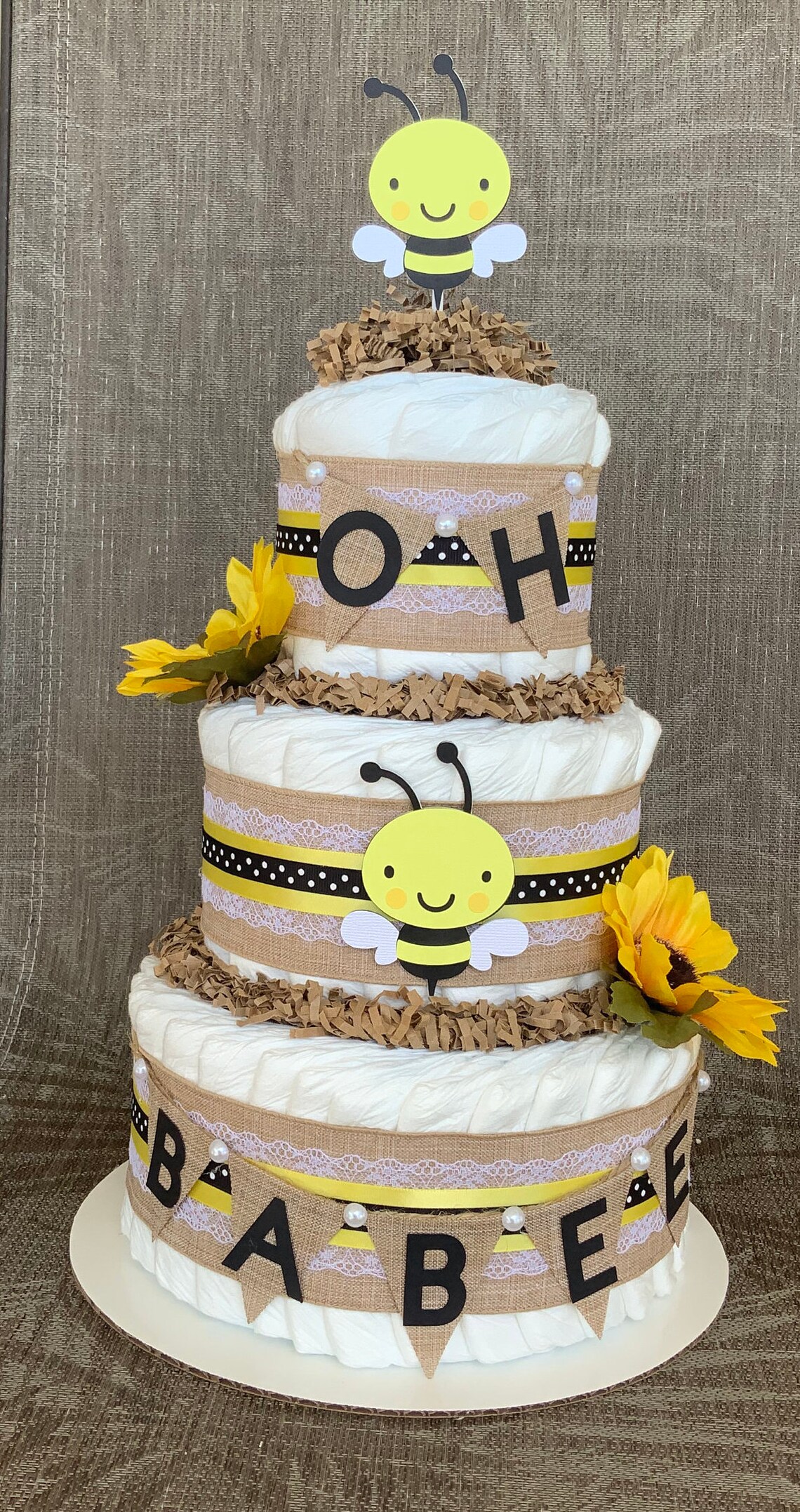 Bumble bee diaper cake/Bumblebee baby shower cente/Rustic | Etsy