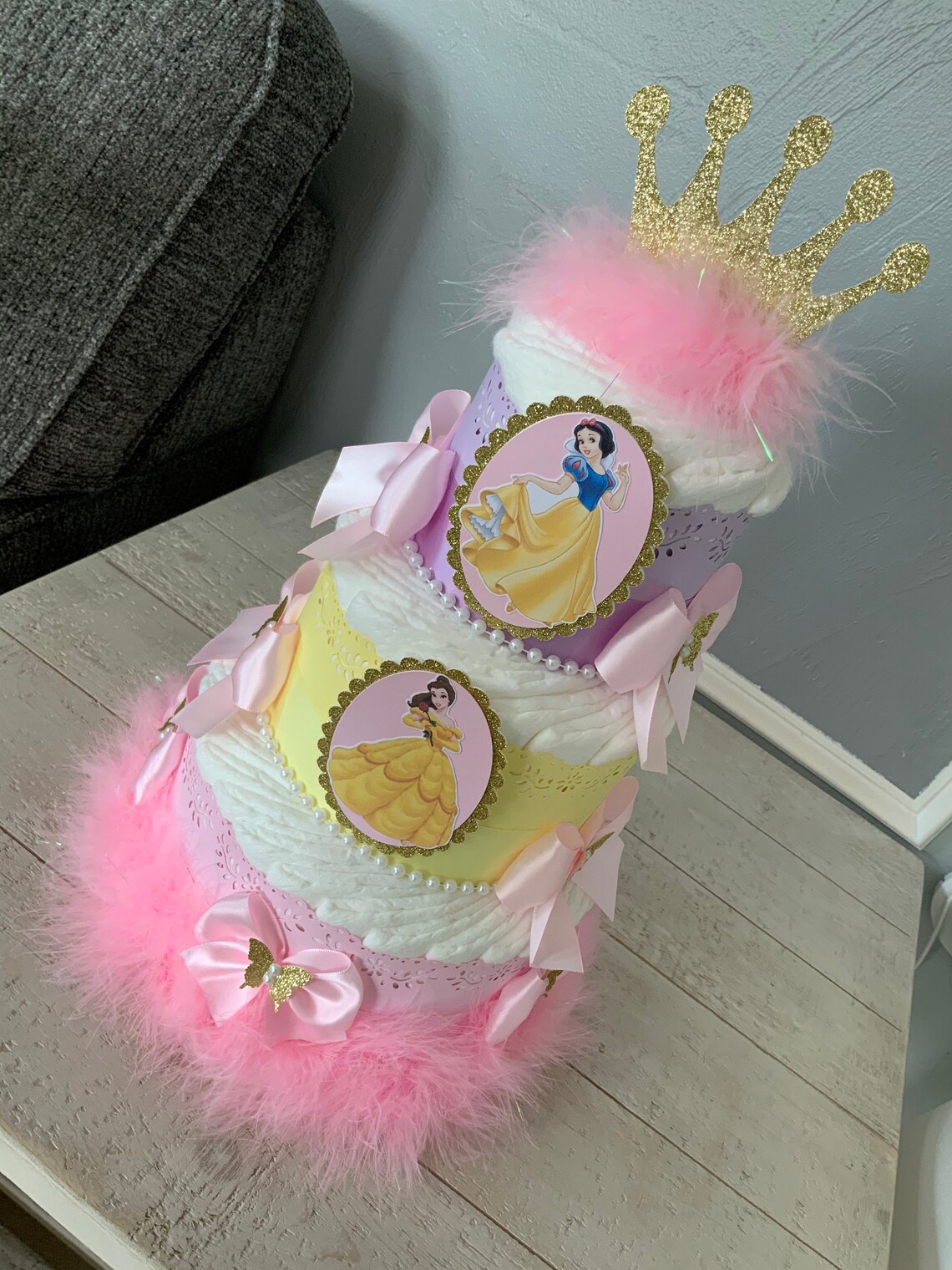 Princess Diaper Cake/disney Princess Inspires Diaper - Etsy