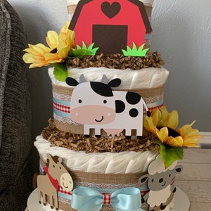Boy Farm Animals Diaper Cake Centerpiece/farm Diaper Cake/boy - Etsy