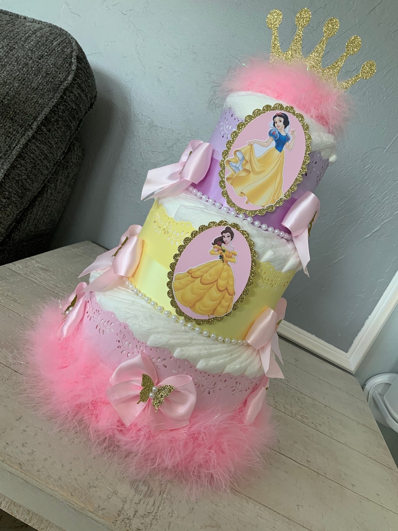 Princess Diaper Cake Disney Princess Inspires Diaper Etsy