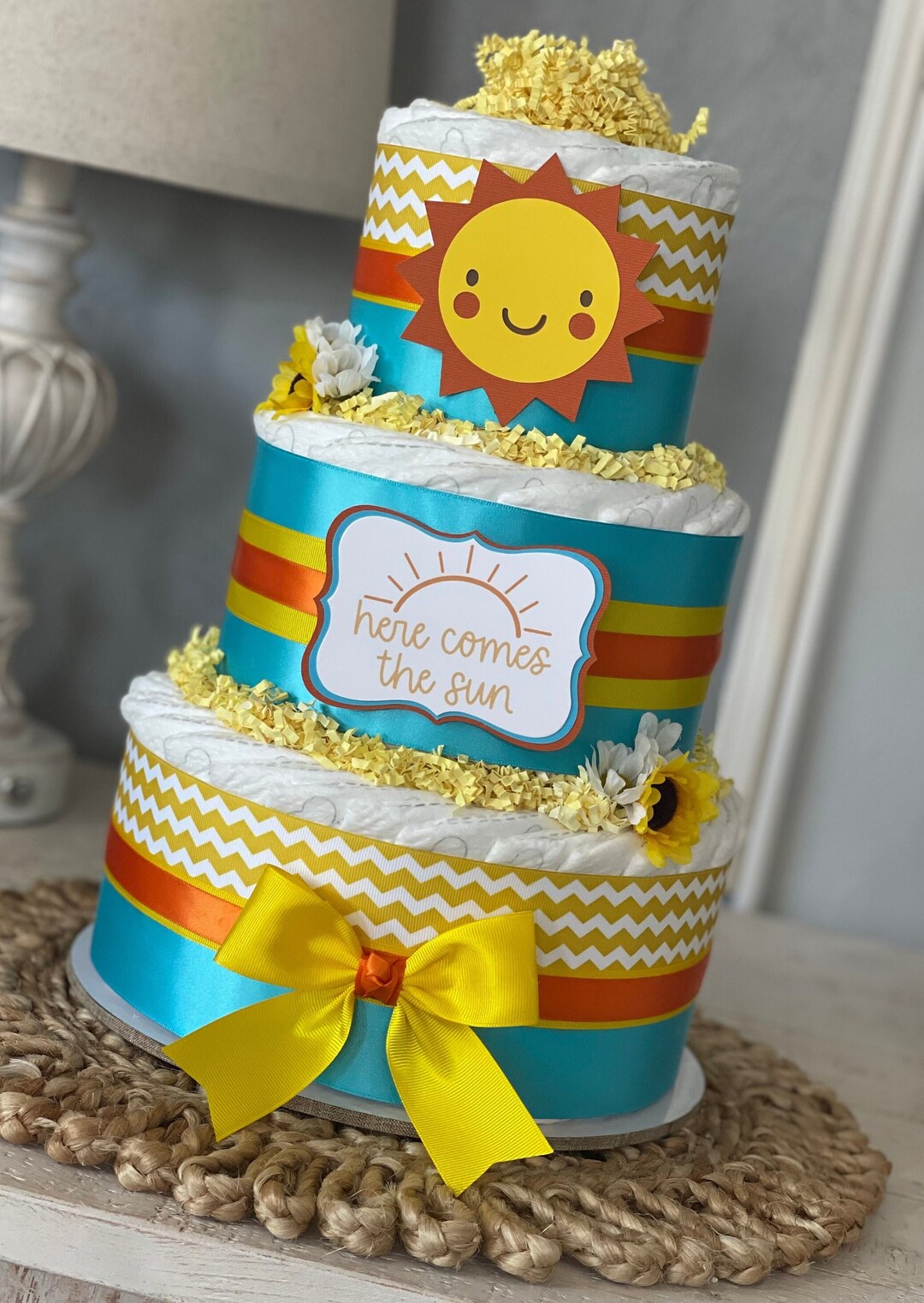 Sun Diaper Cake, Here Comes the Sun Diaper Cake, Boy Diaper Cake ...