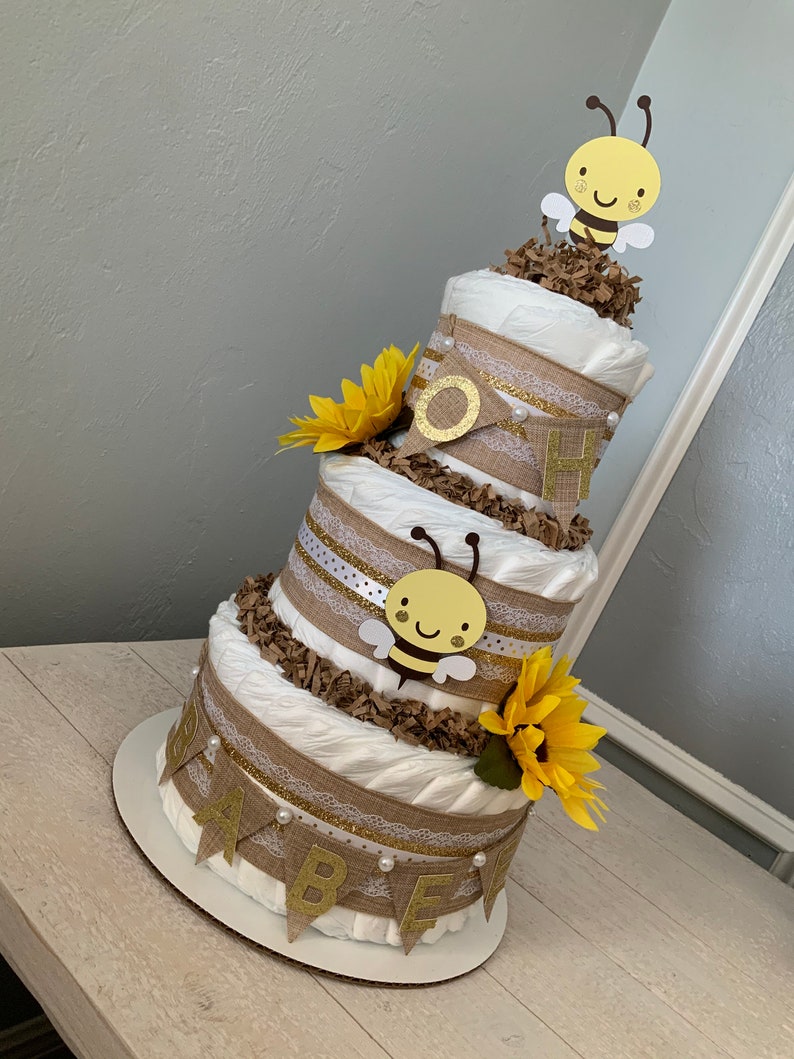 Bumble Bee Diaper Cake/bumble Bee Baby Shower Cente/rustic - Etsy
