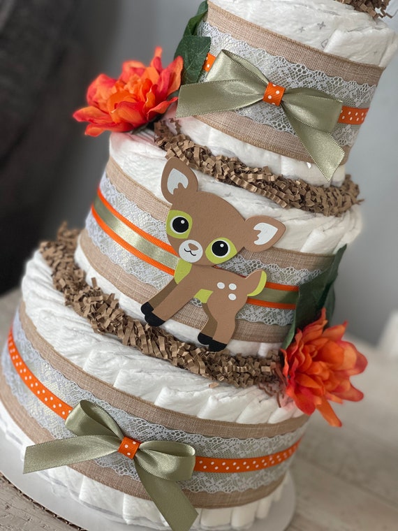 Boy Diaper Cake/gender Neutral Diaper Cake/fall Woodland - Etsy