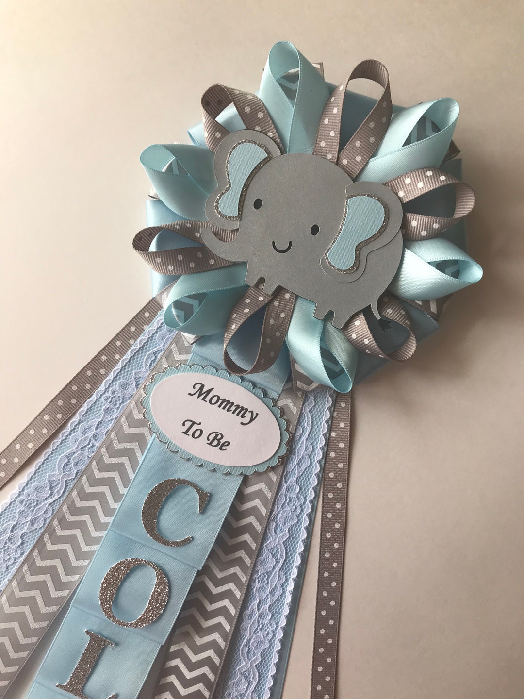 Blue and Gray Elephant Corsage/boy Elephant Corsage/boy Baby Shower ...