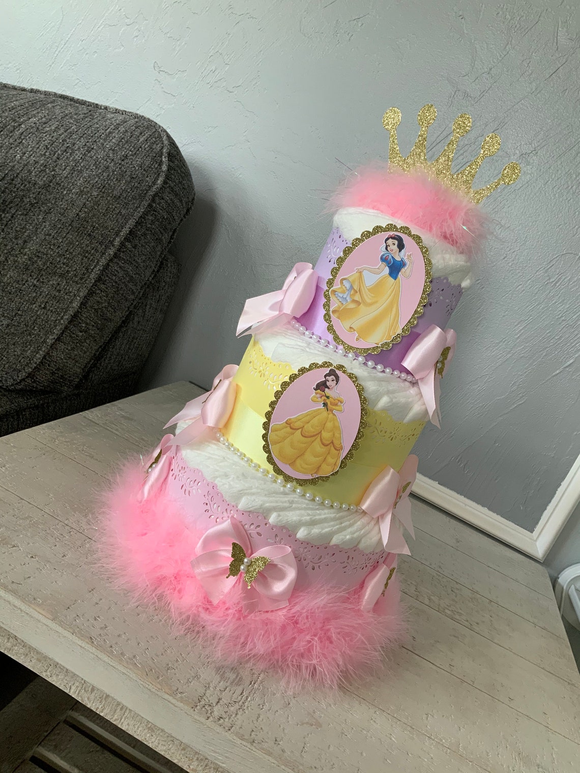 Princess Diaper Cake/disney Princess Inspires Diaper - Etsy