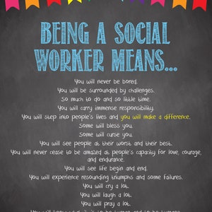 Being a Social Worker Means, Social Worker Art Print, Gift, Chalkboard ...