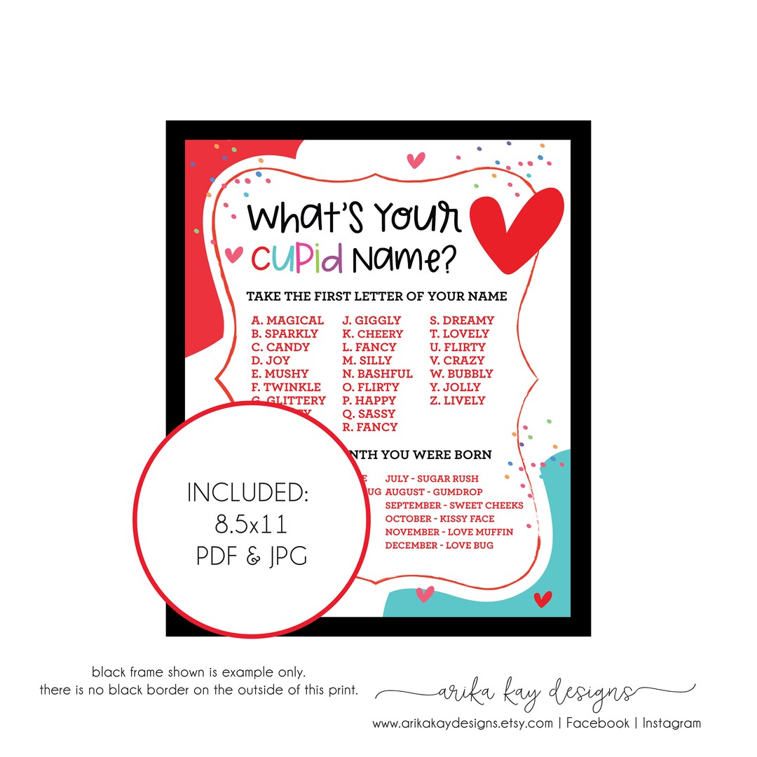 What's Your Cupid Name Printable, DOWNLOAD, Valentine Holiday Party ...