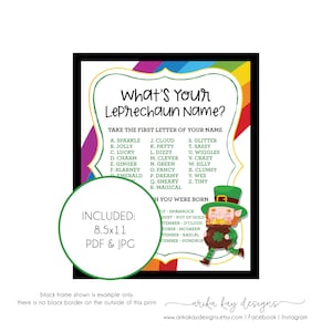 What's Your Leprechaun Name Printable, St. Patricks Day Game Generator ...