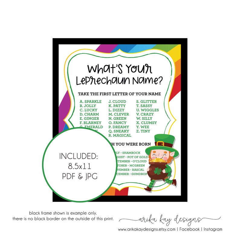 What's Your Leprechaun Name Printable St. Patricks Day | Etsy