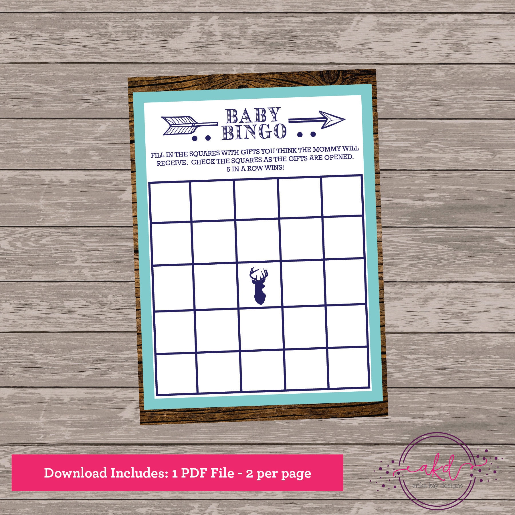 Deer Boy Baby Bingo Card Baby Shower Game Game Sheet | Etsy