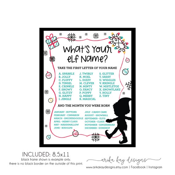 What's Your Elf Name Printable DOWNLOAD Christmas - Etsy