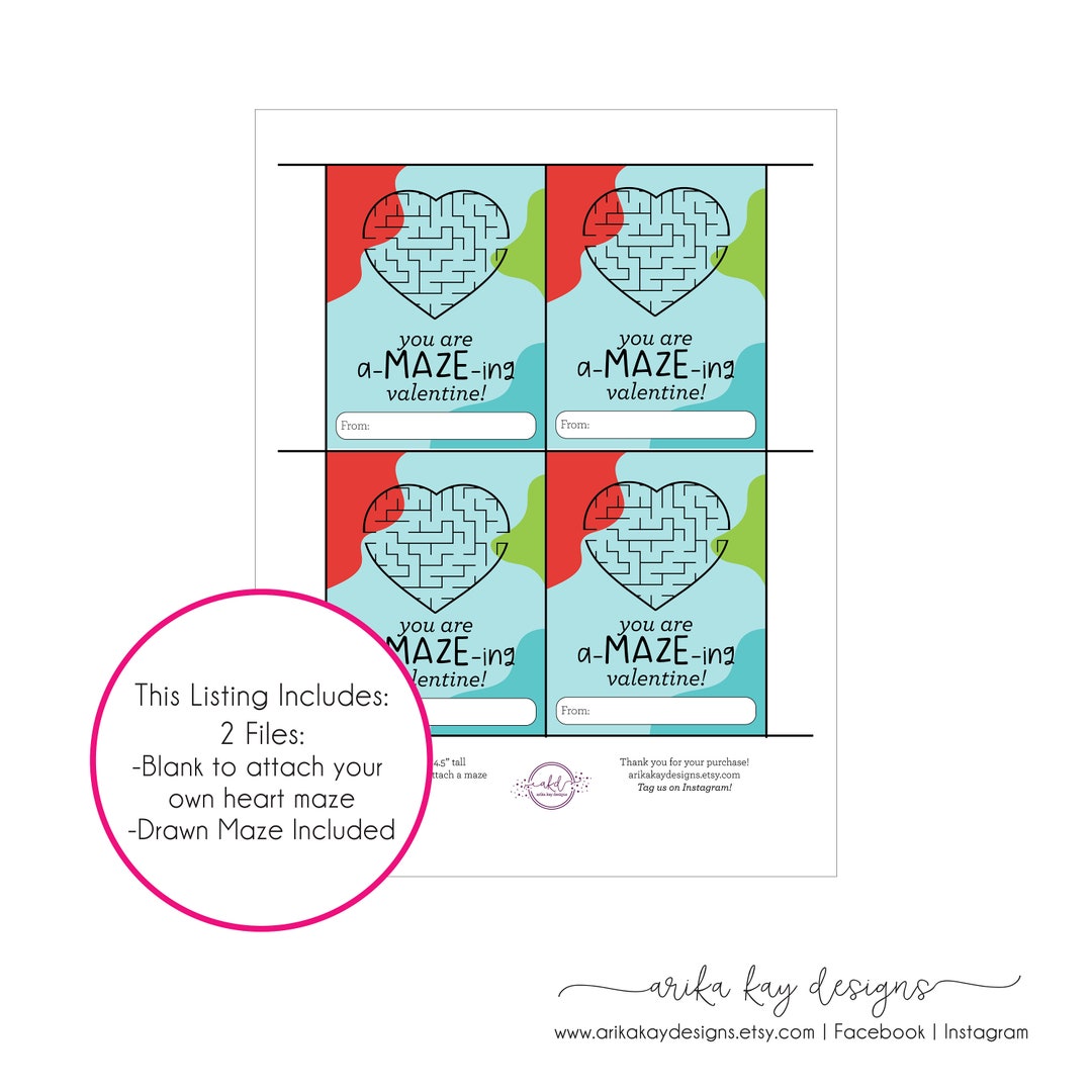 You Are A-maze-ing Kids Printable Tags Valentine, Instant Download, Non ...