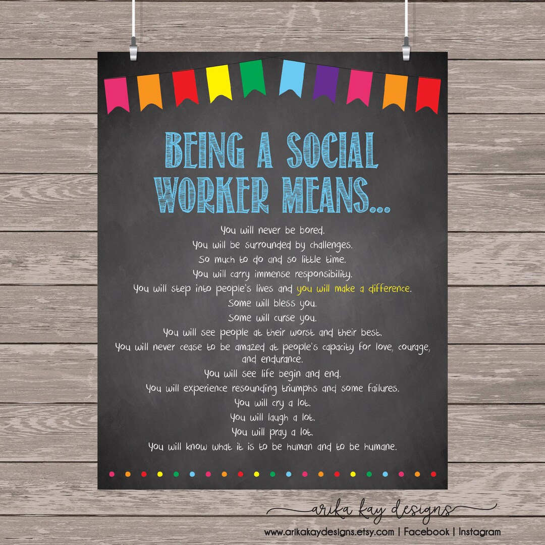Being a Social Worker Means, Social Worker Art Print, Gift, Chalkboard ...