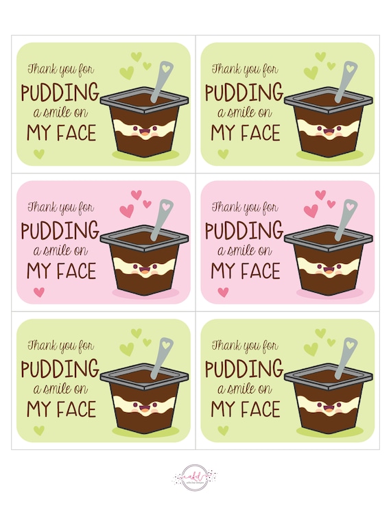 Thank You for Pudding A Smile on My Face Pun Valentine's | Etsy