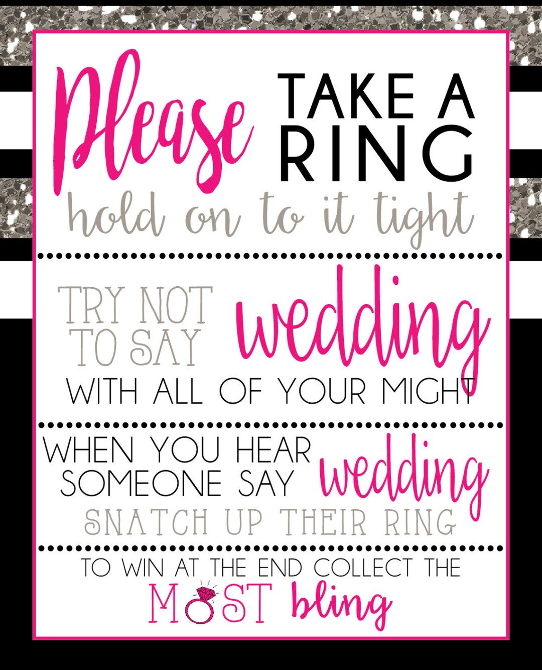 Please Take a Ring Game DOWNLOAD - Black, Pink and Silver Glitter ...