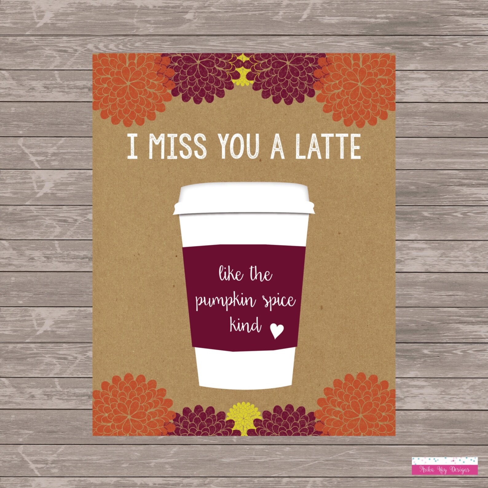 I Miss You a Latte -A2 Card + Envelope- PSL - for a Friend - Greeting ...