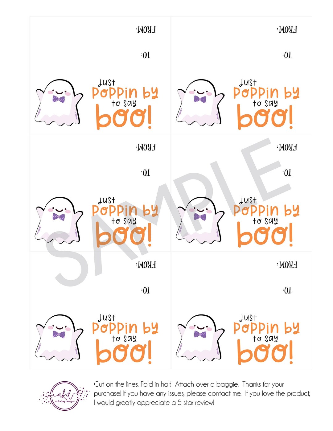 POPPIN' Halloween Tag, Instant Download, Printable Halloween Bag Topper ...