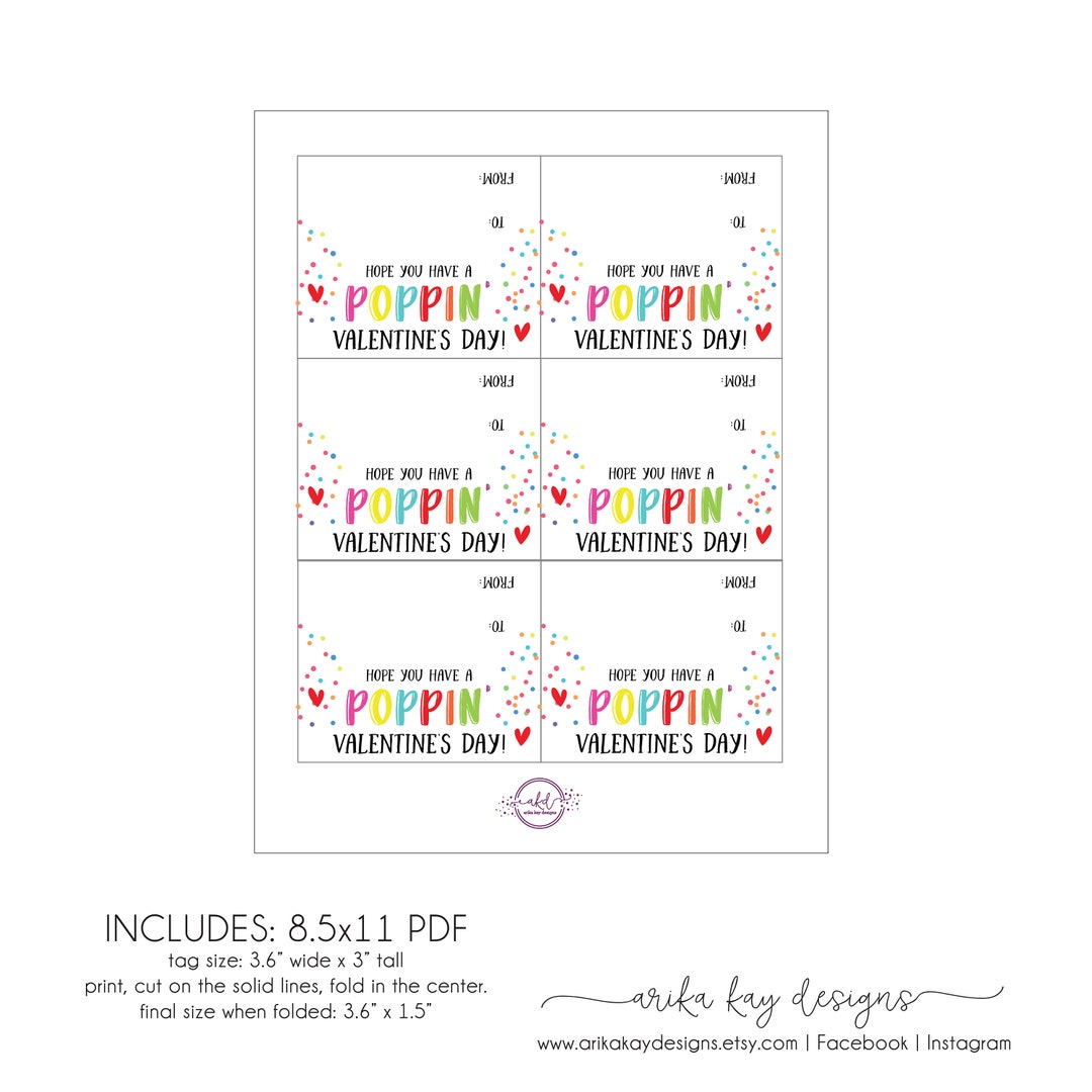 Have a POPPIN' Valentine's Day Tags, Instant Download, Printable ...