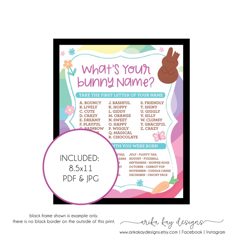 What's Your Bunny Name Printable, DOWNLOAD, Easter Holiday Party ...