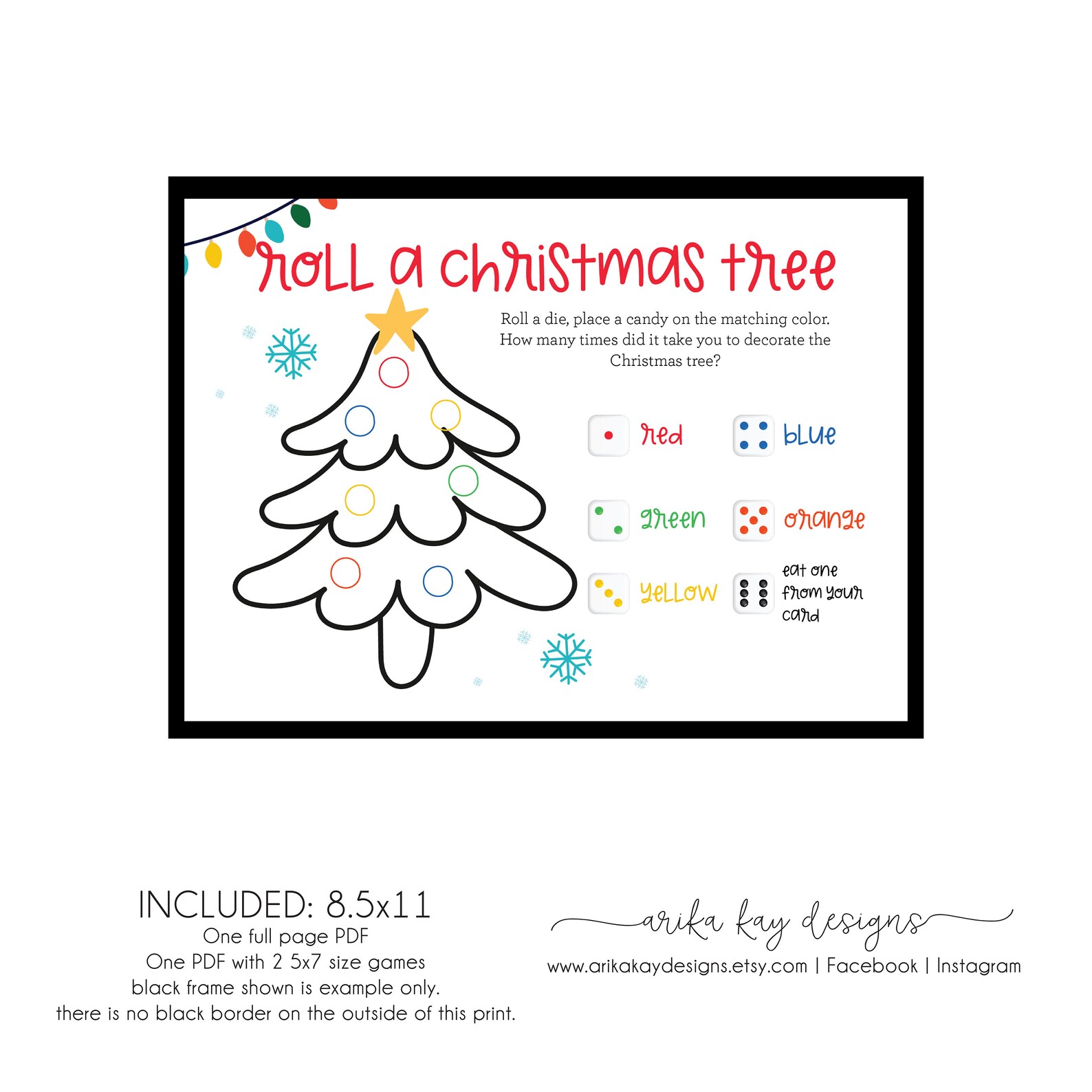 Roll-a-christmas Tree Game Printable, Kids Table Game Activity, Roll A ...