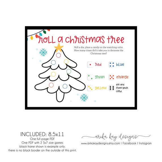 Roll-a-christmas Tree Game Printable Kids Table Game - Etsy