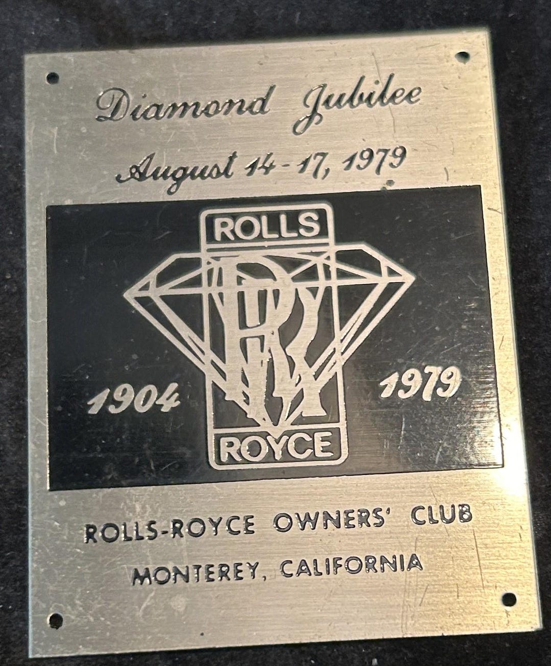 Rolls-royce Owners Club Diamond Jubilee Monterey California Metal Decal ...