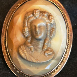 Carved Hard Stone Cameo in Gold Frame Pin Brooch - Etsy