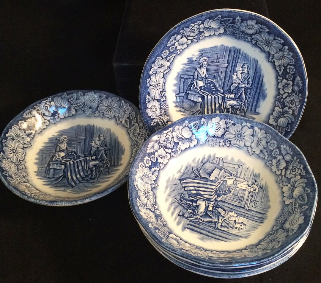 5 Liberty Blue Colonial Scenes Sauce Bowls - Etsy