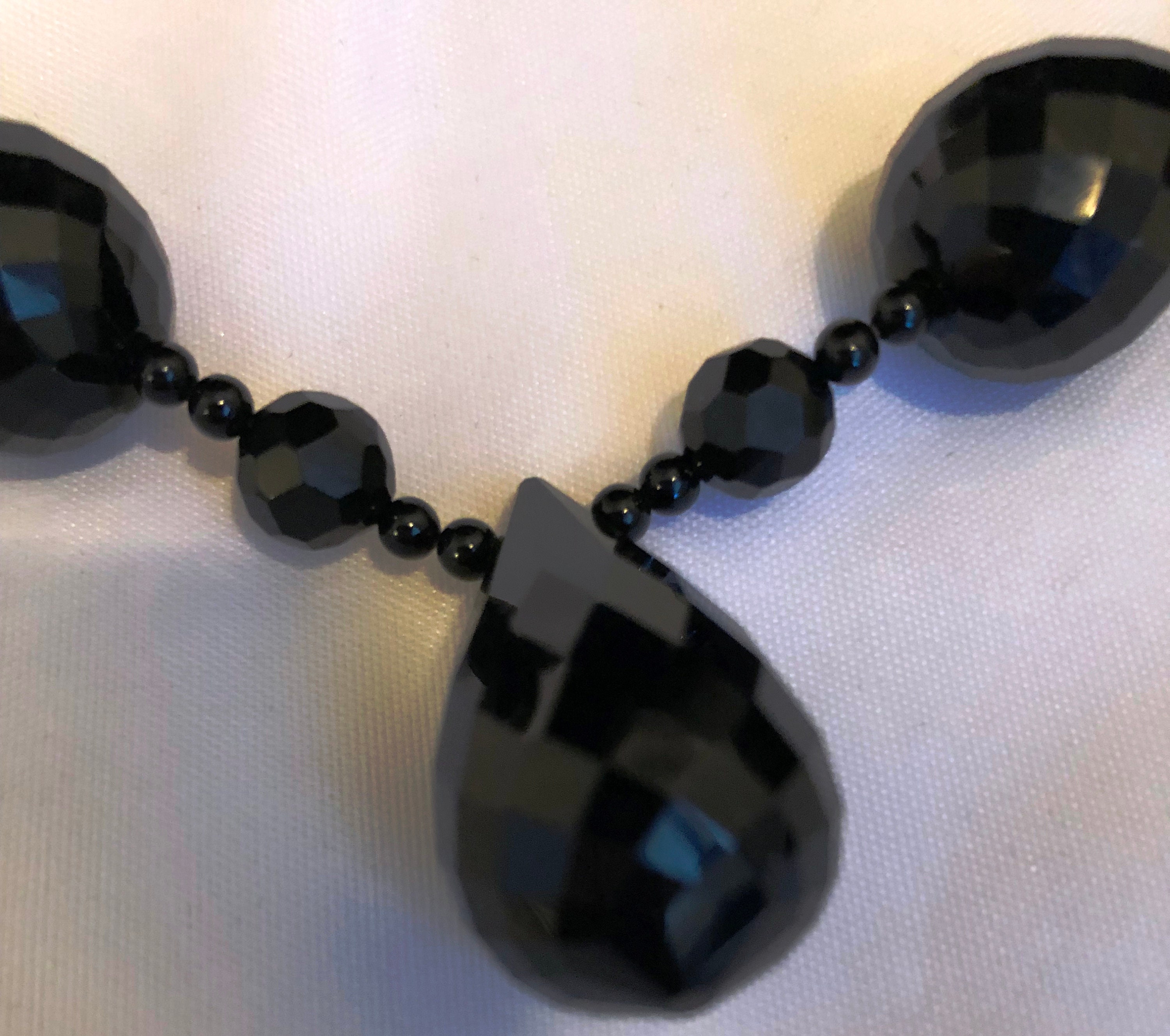 Black Jet Bead Drop Style Necklace - Etsy