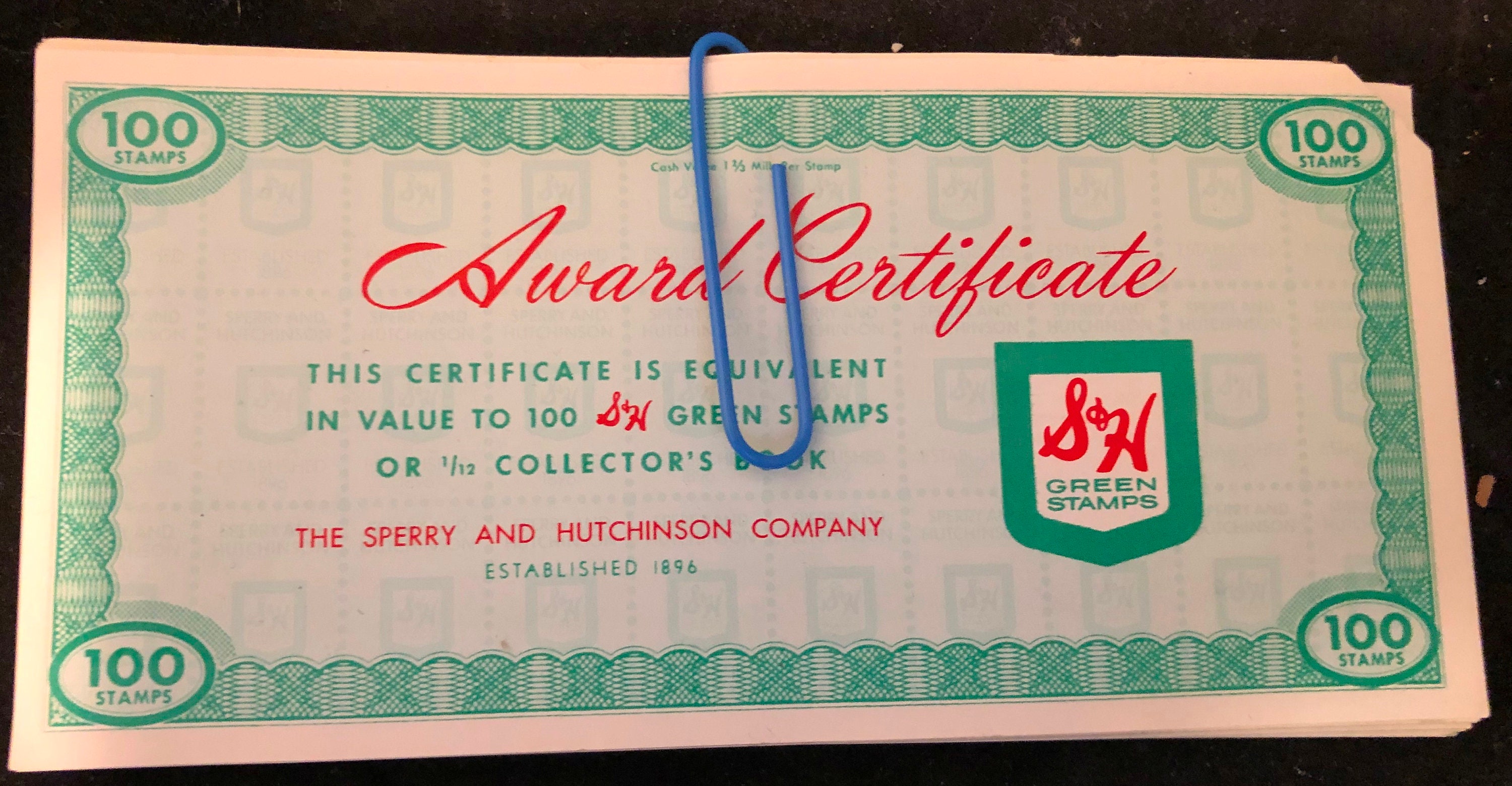 42 S & H Green Stamp Award Certificates - Etsy UK