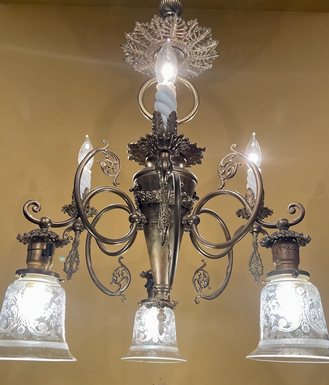 Vintage Lighting Exquisite 1890s Six Arm Converted - Etsy