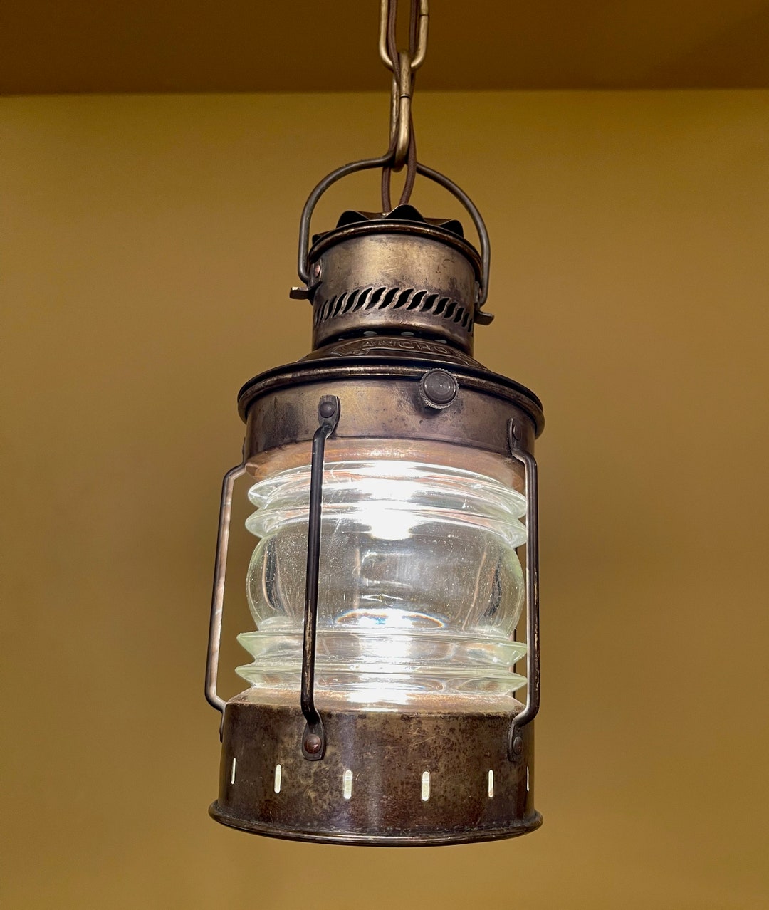 Vintage PAIR of 1950 Maritime Fresnel Ceiling Lights by Anchor Made in ...