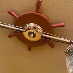 Vintage Lighting 1930s Maritime Fresnel Ship's Wheel Ceiling Fixture ...