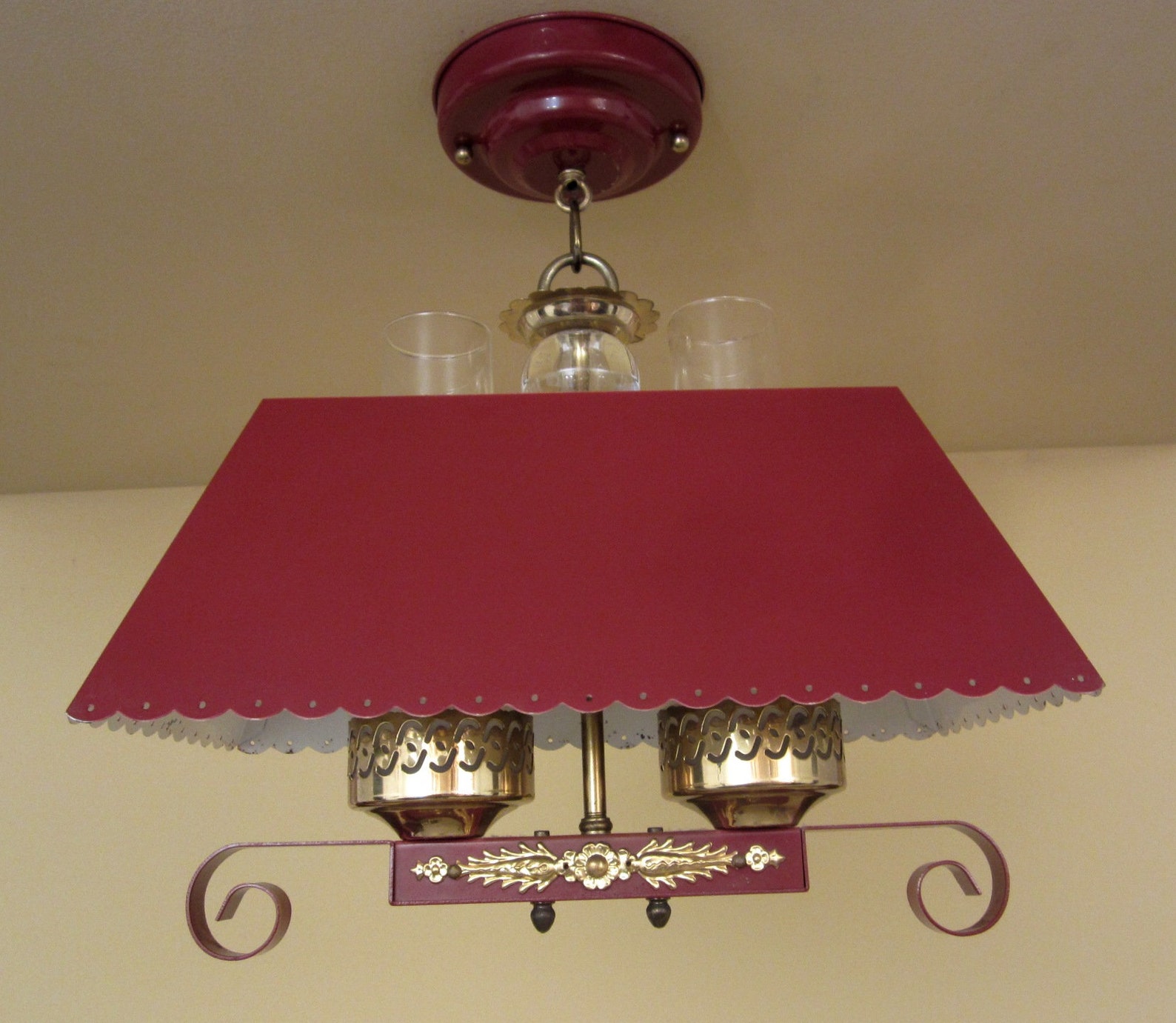 Vintage Lighting 1940s Red Hanging Kitchen Light. Rewired! - Etsy