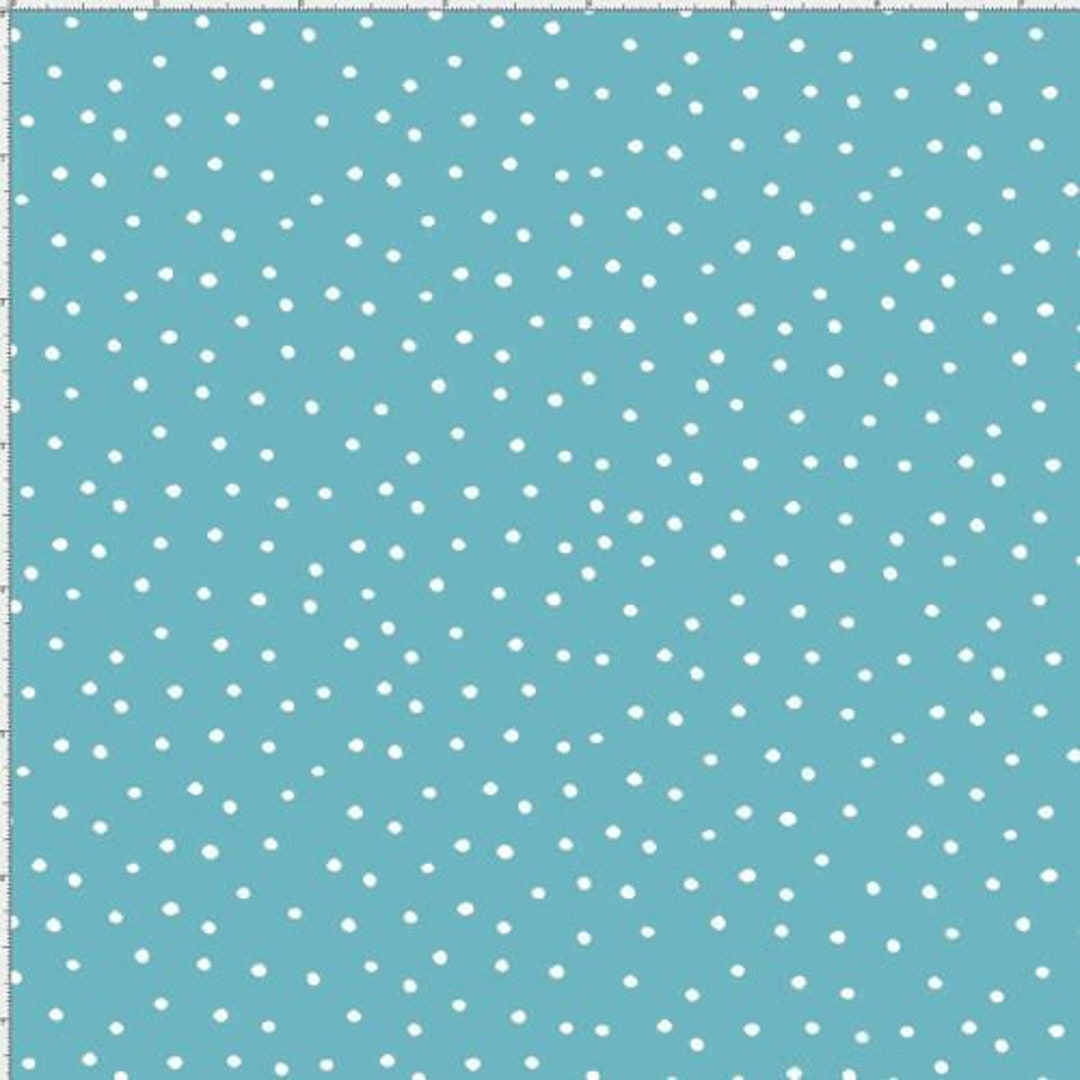 Loralie Designs Dinky Dots Cotton Fabric Turquoise White Polka Dots BTY ...
